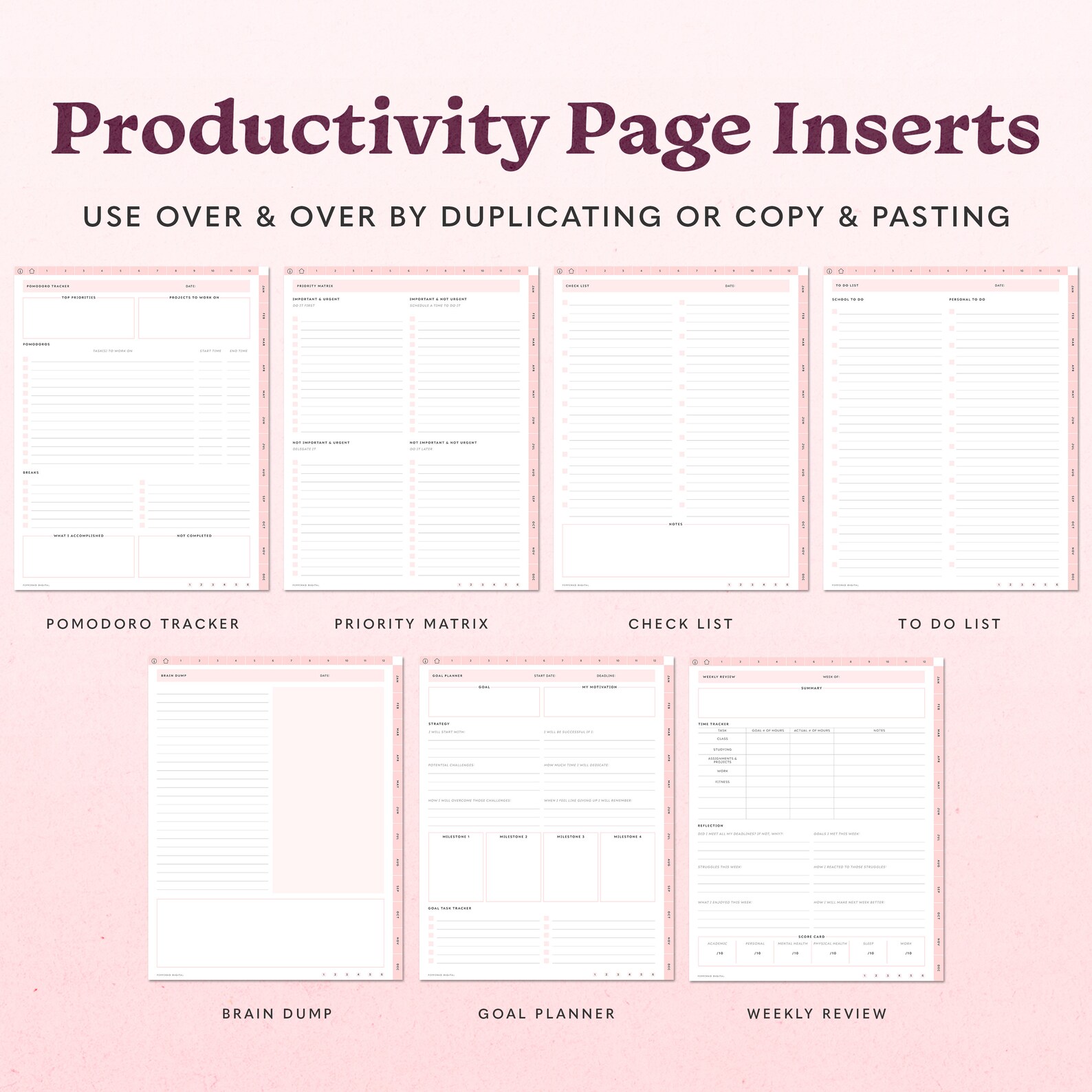 Undated Academic Digital Planner for Ipad & Tablet Vertical - Etsy