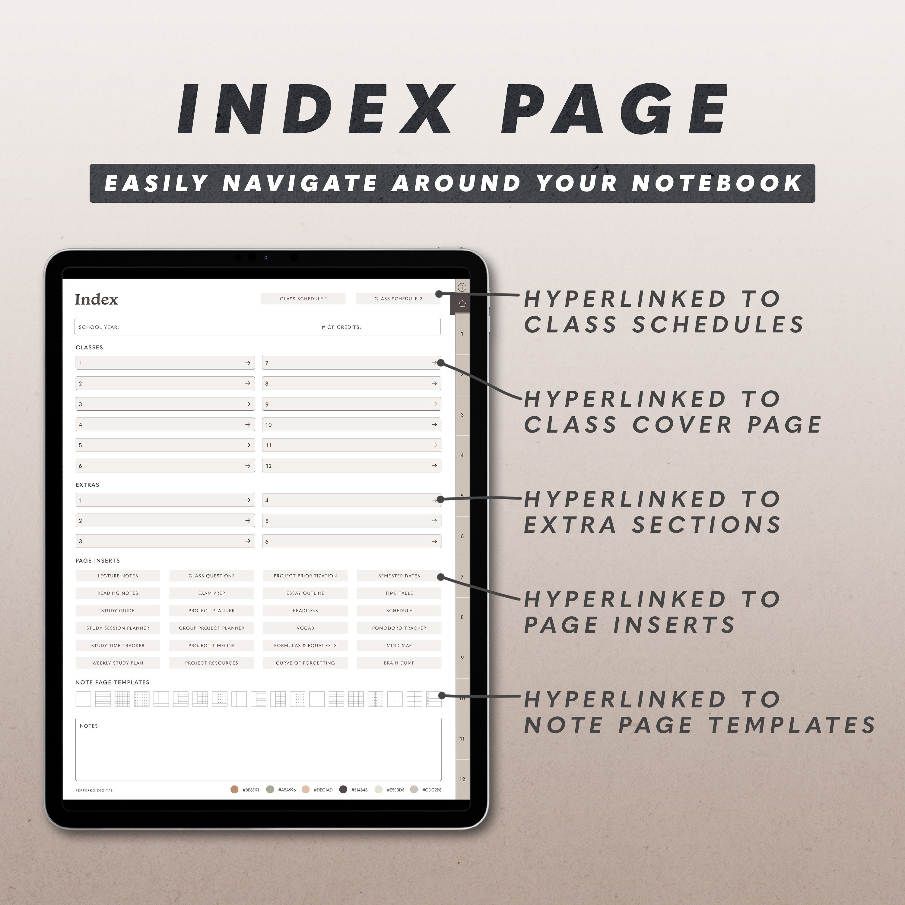 Student Digital Notebook 12 Subject Academic Notebook for | Etsy