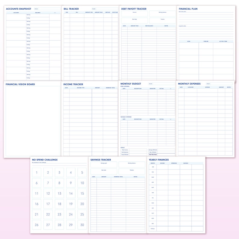 Finance Page Template Insert Pack for the Focused Digital Planner ...