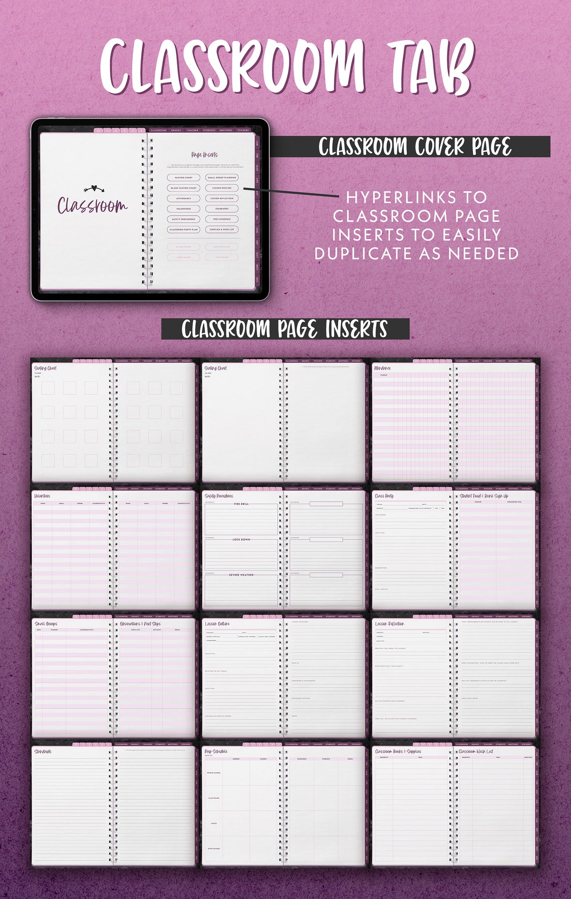 Undated Purple Landscape Teacher Digital Planner for Ipad and - Etsy