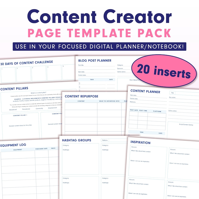 Content Creator Page Template Insert Pack for the Focused Digital ...