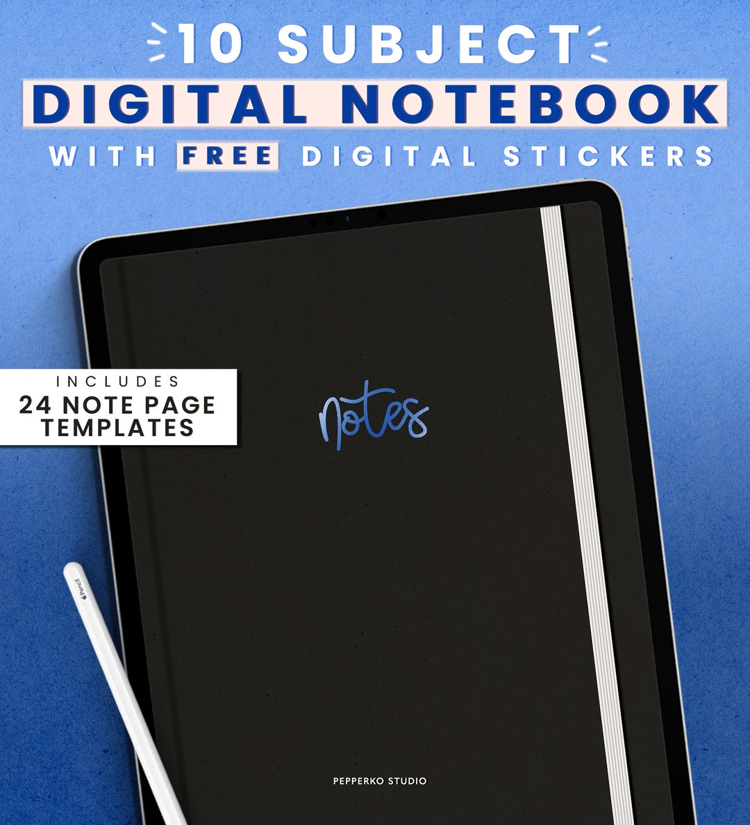 Tabbed Digital Notebook for Goodnotes, Notability | 10 Subject Digital ...