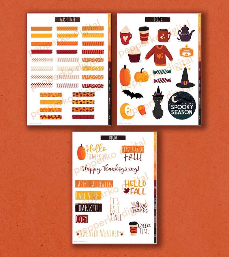Fall Digital Sticker Bundle Autumn Digital Stickers - Etsy