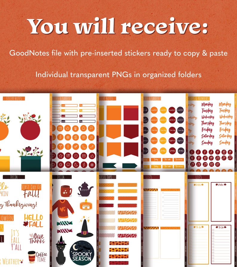 Fall Digital Sticker Bundle Autumn Digital Stickers - Etsy