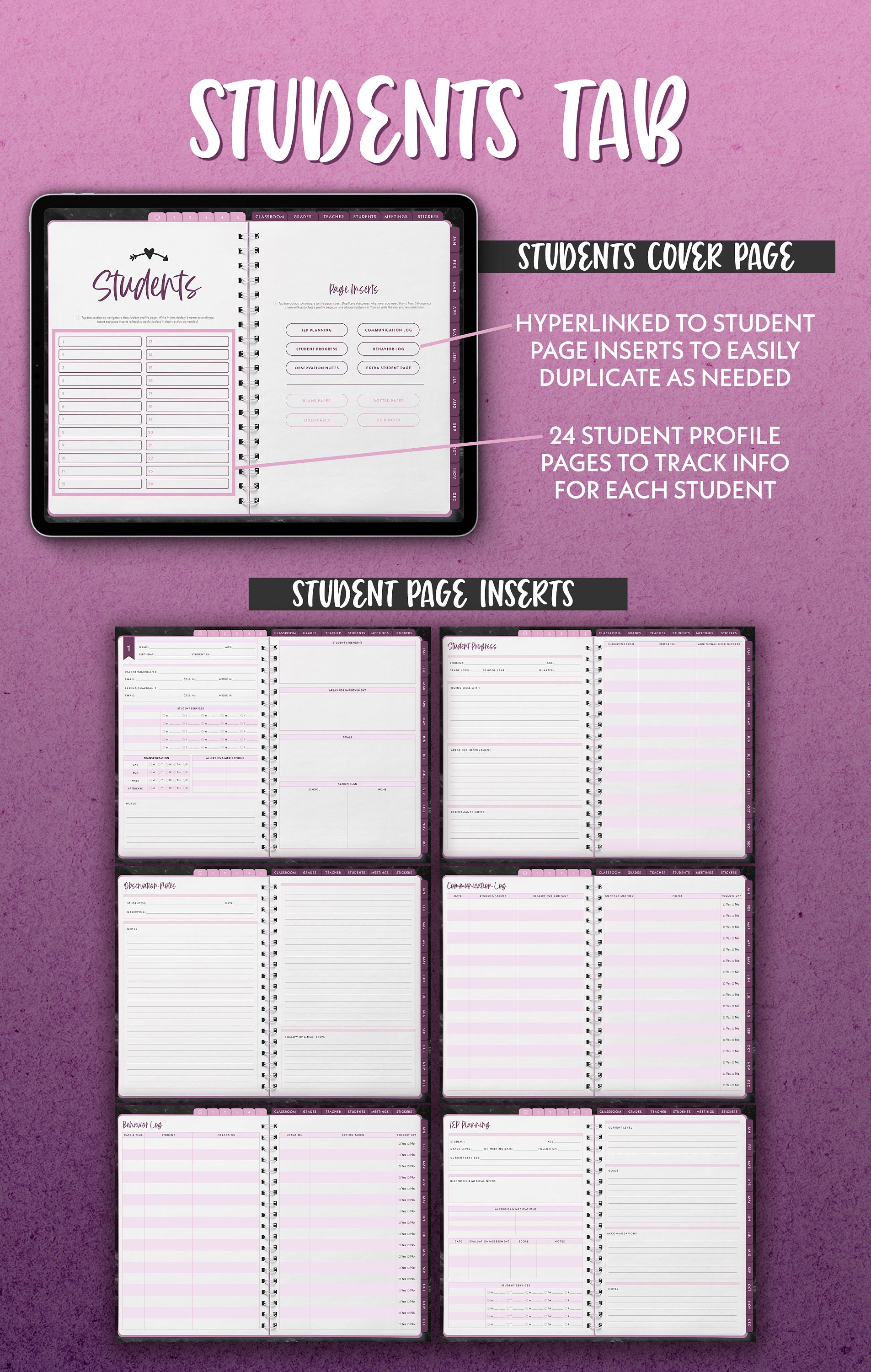 Undated Purple Landscape Teacher Digital Planner for Ipad and - Etsy