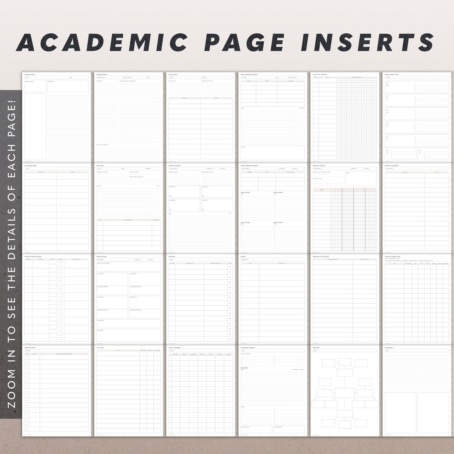 Student Digital Notebook 12 Subject Academic Notebook for Goodnotes ...