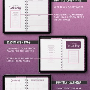 Undated Purple Landscape Teacher Digital Planner for iPad and Tablet ...