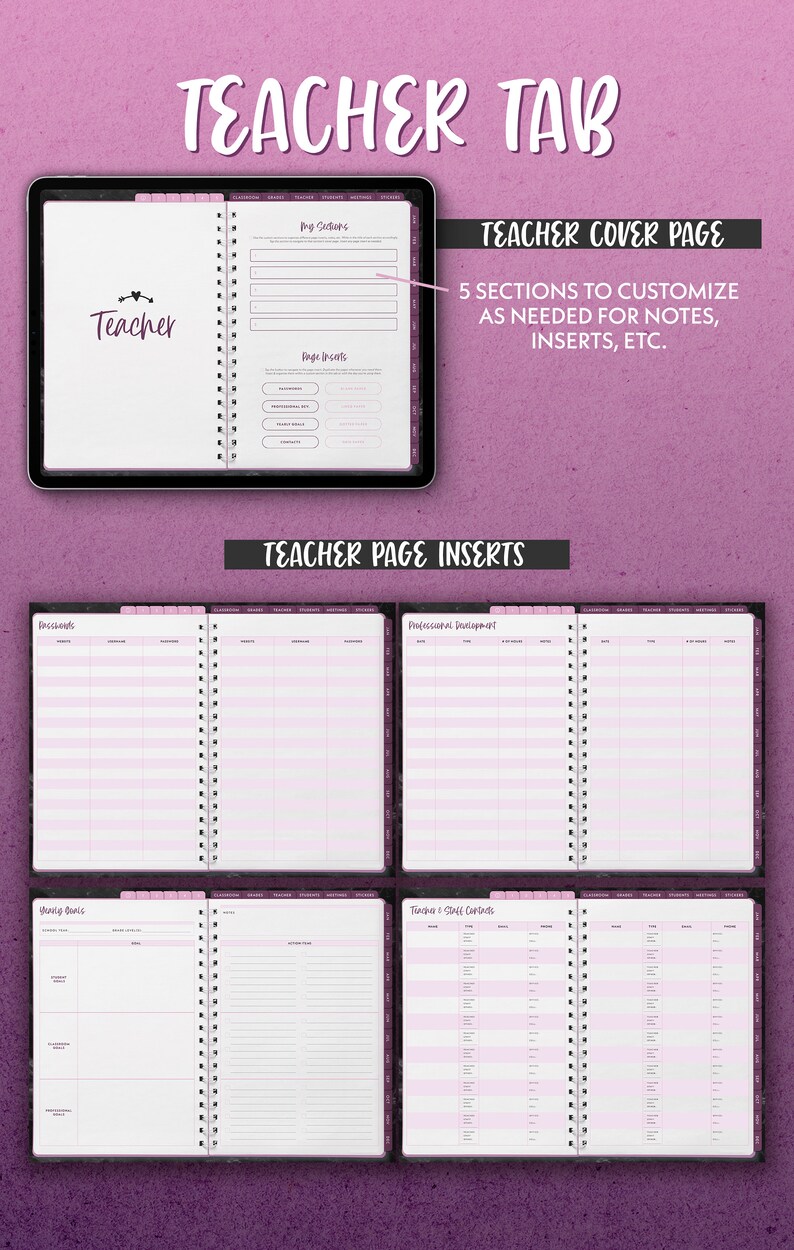 Undated Purple Landscape Teacher Digital Planner for Ipad and - Etsy
