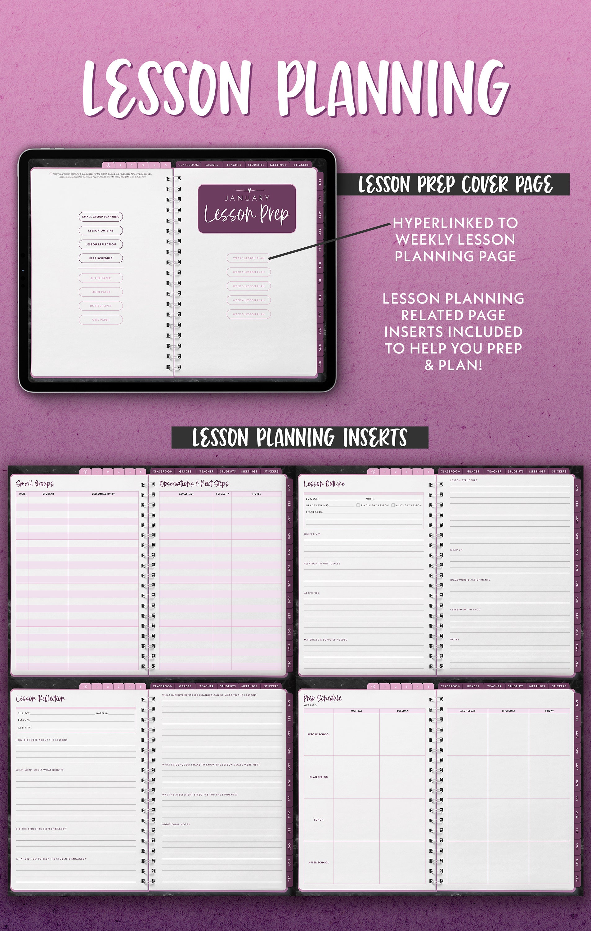 Undated Purple Landscape Teacher Digital Planner for Ipad and - Etsy