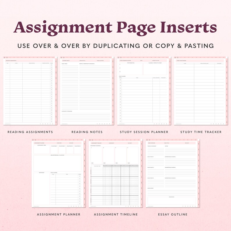 Undated Academic Digital Planner for iPad & Tablet | Vertical Student ...