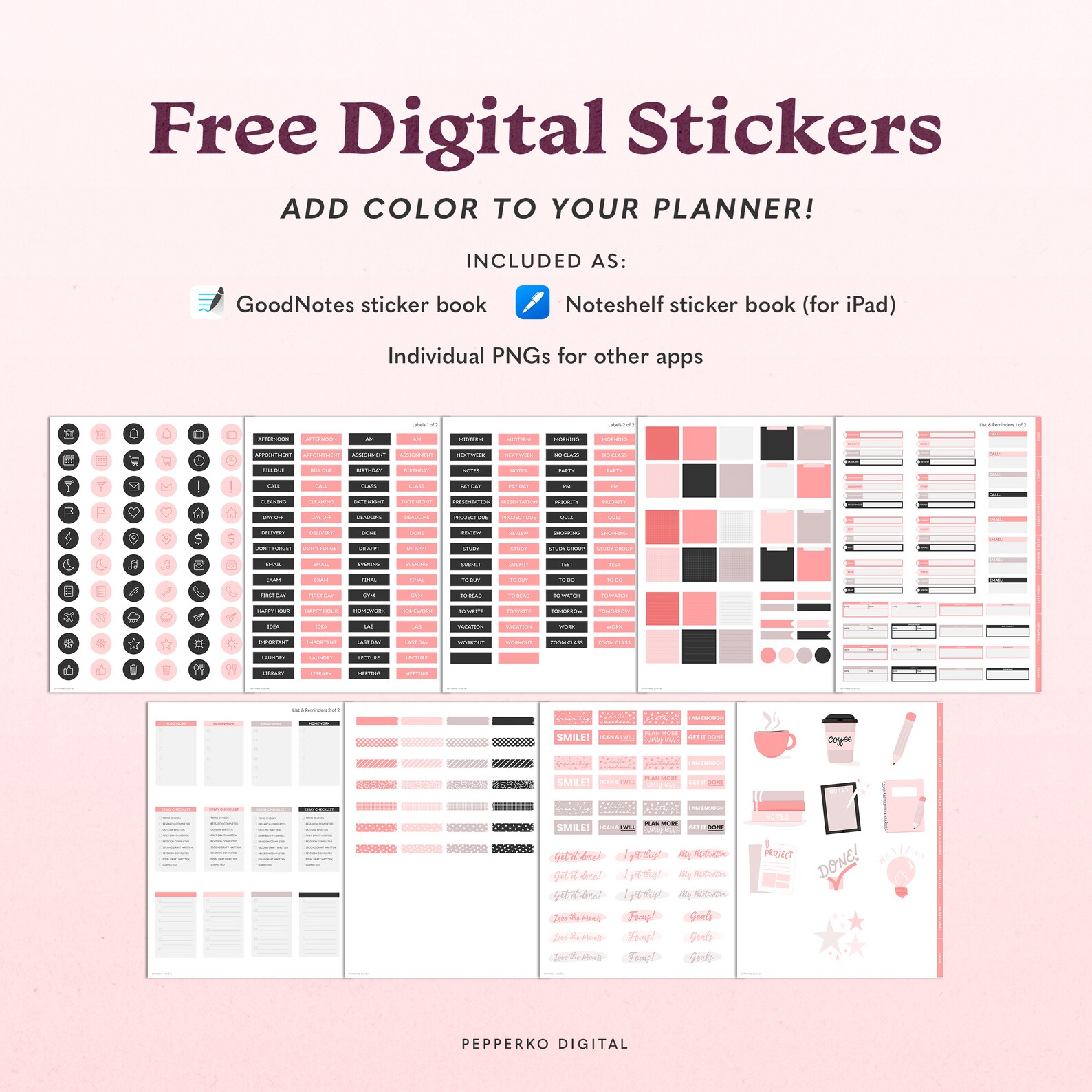 Undated Academic Digital Planner for iPad & Tablet | Vertical Student ...