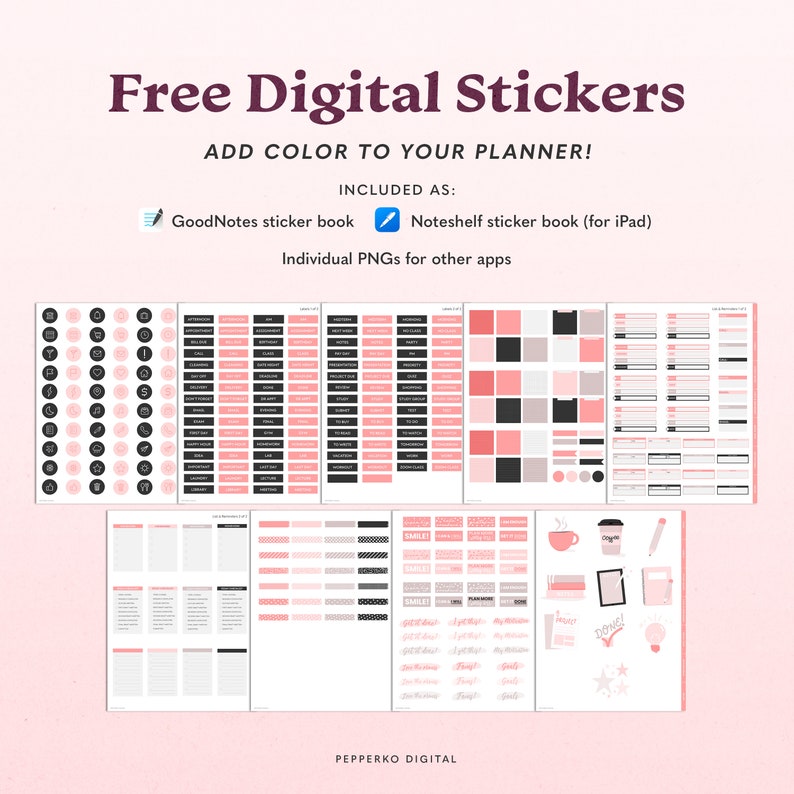 Undated Academic Digital Planner for iPad & Tablet | Vertical Student ...