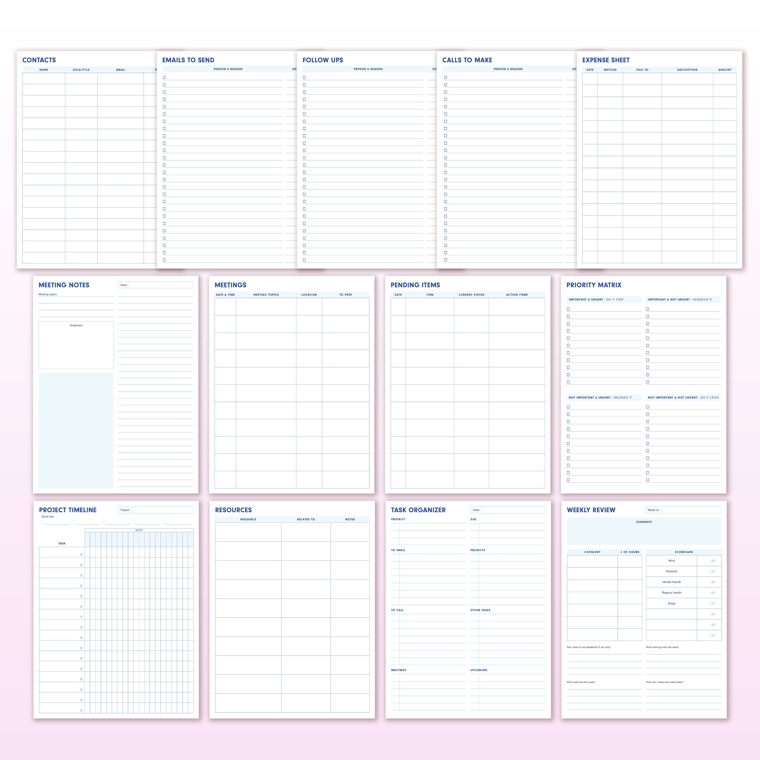 Professional & Work Page Template Insert Pack for the Focused Digital ...