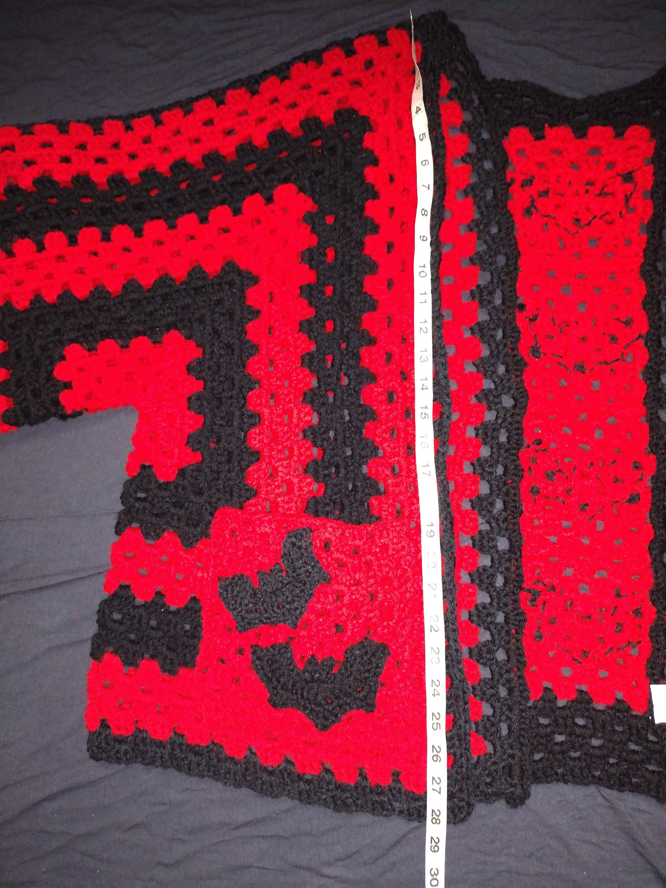 It's Friggin Bats Oversized Crochet Granny Hexagon Cardigan, Red and ...