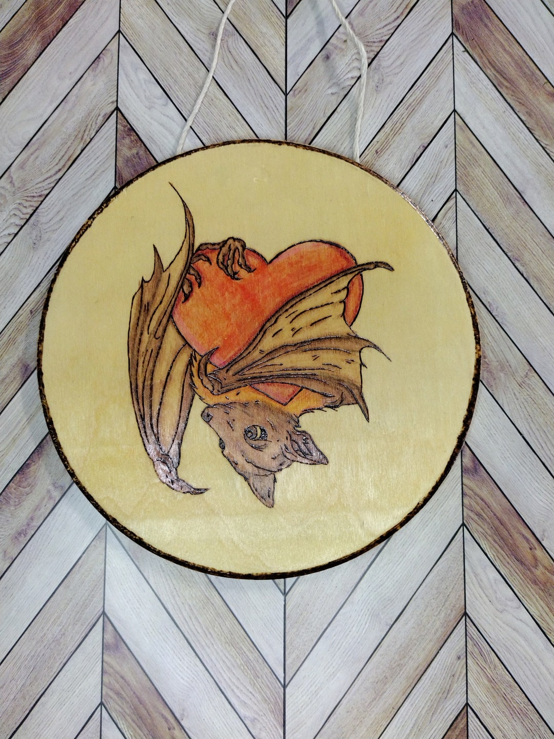 Handmade Wood Burned Bat Art, Halloween Art, Gothic Art, Bat Wall ...