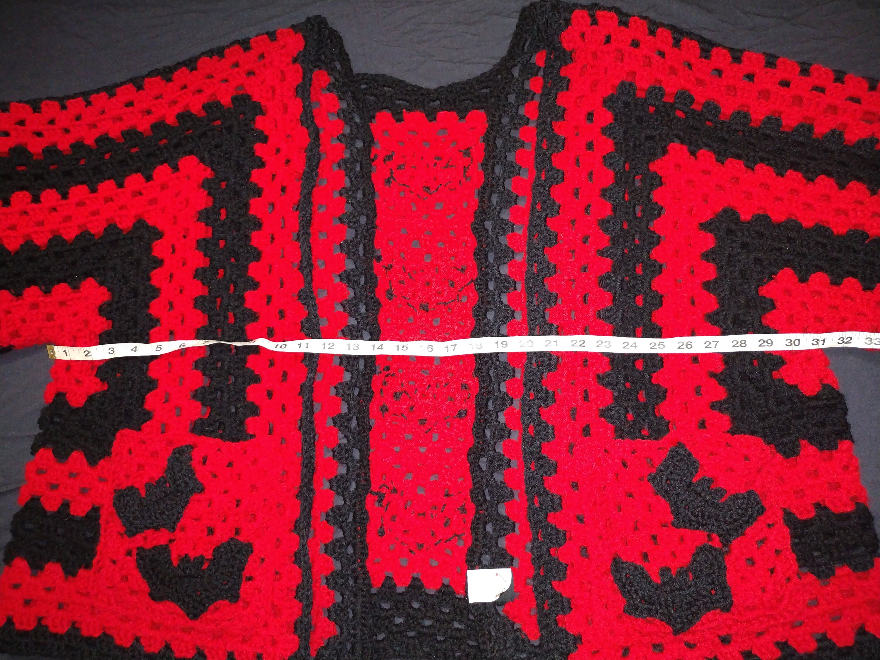 It's Friggin Bats Oversized Crochet Granny Hexagon Cardigan, Red and ...
