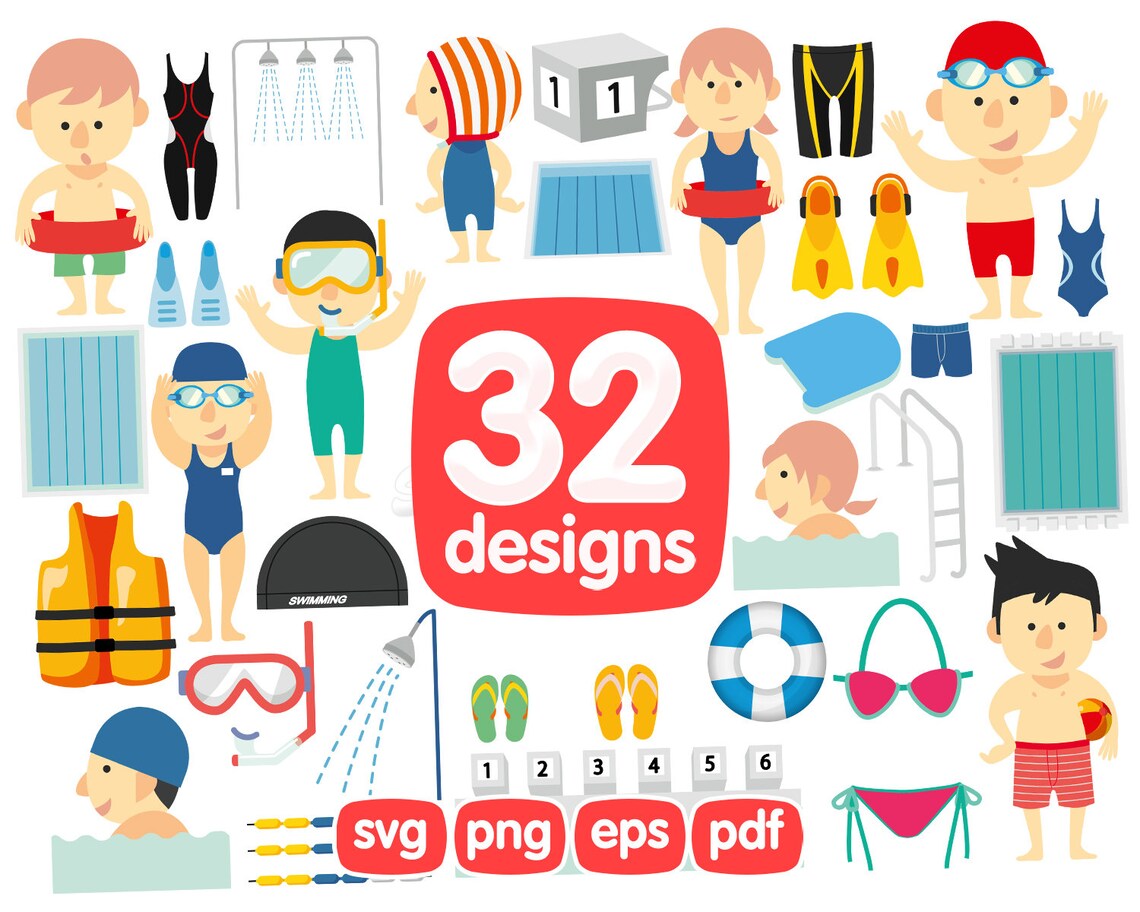 32 Swimming Clipart Bundle, Swimming Png, Swimmingimages, Swimming ...