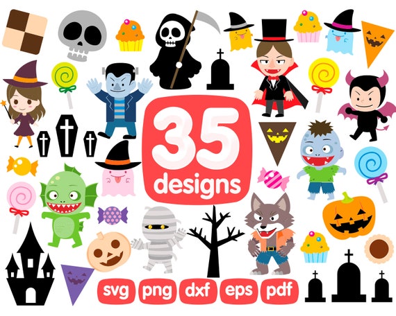 35 Helloween Monster Clipart Bundle Dracula Witch - Etsy