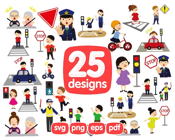 25 Traffic Safety Clipart Bundle Control Svg Confidence | Etsy