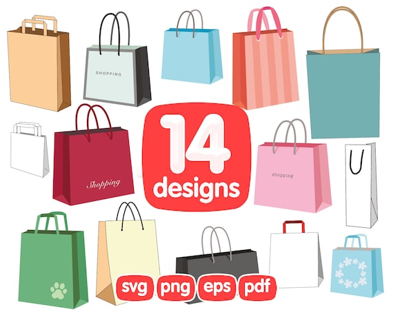 14 Shopping Bags Clipart Bundle Shopping Bag Illustration | Etsy