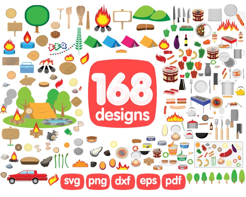 168 Camping Clipart Bundle, Tent Clipart, Campfire Clipart, Camp ...
