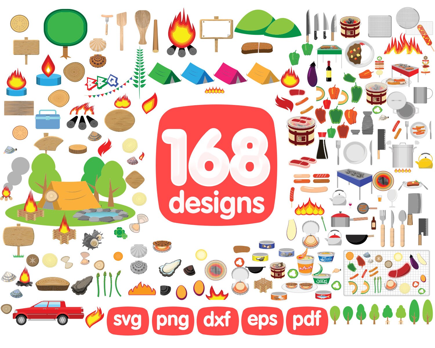 168 Camping Clipart Bundle Tent Clipart Campfire Clipart - Etsy