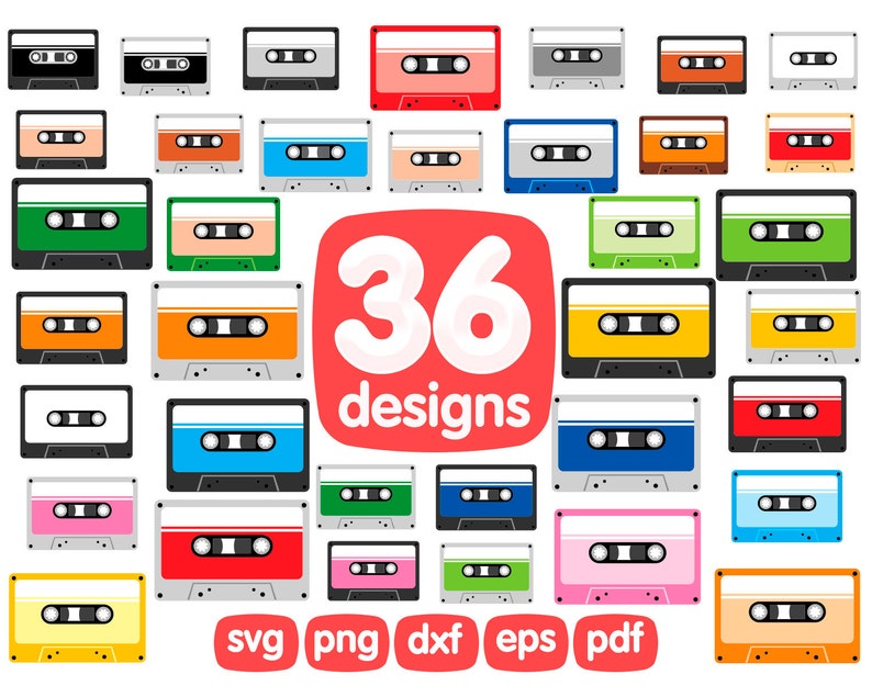 36 Cassette Tape Clipart Cassette Tape Svg Music Clipart | Etsy