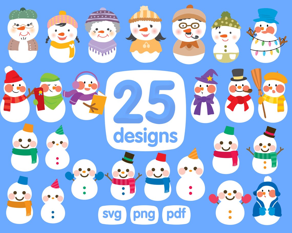25 Snowman Clipart Bundle Winter Clipart Snowman Png Winter - Etsy