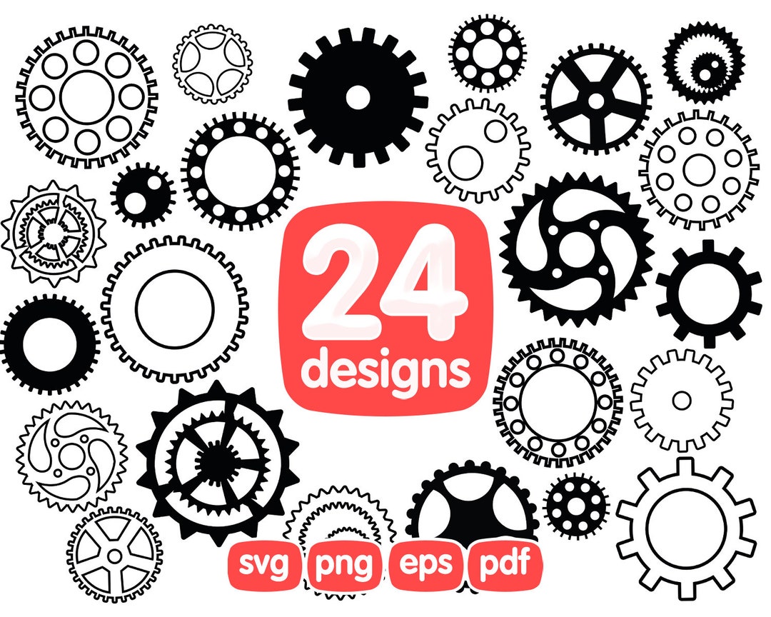 24 Gears Clipart Bundle, Gear Illuscration, Gear Png, Gear Graphics ...