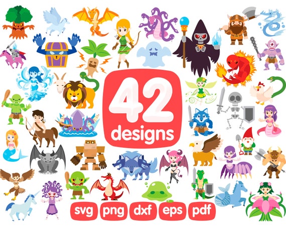 42 Monsters Clipart Bundle Unicorn Characters Dragon | Etsy