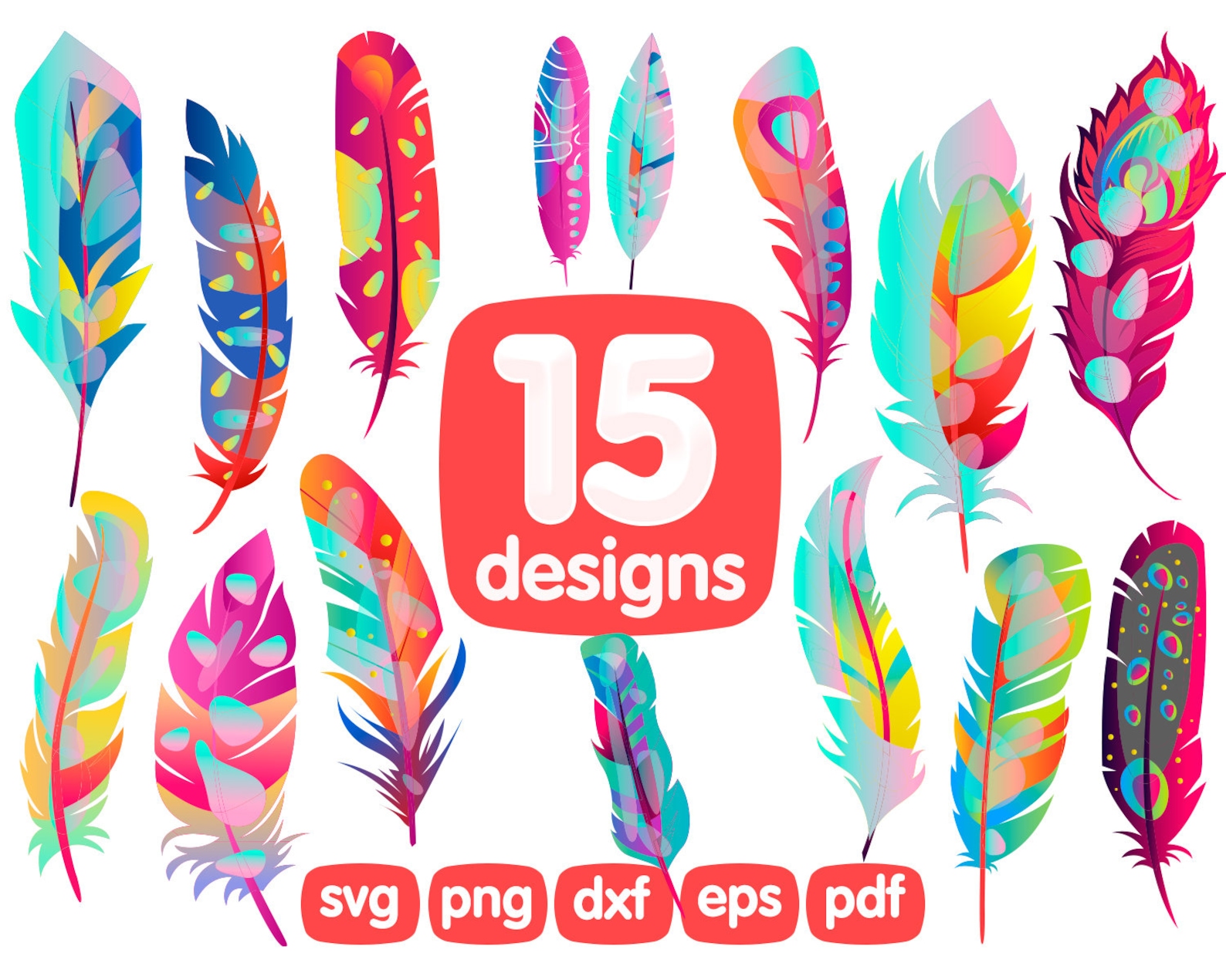 15 Feather Clipart Bundle Feather Svg Feather Silhouette | Etsy