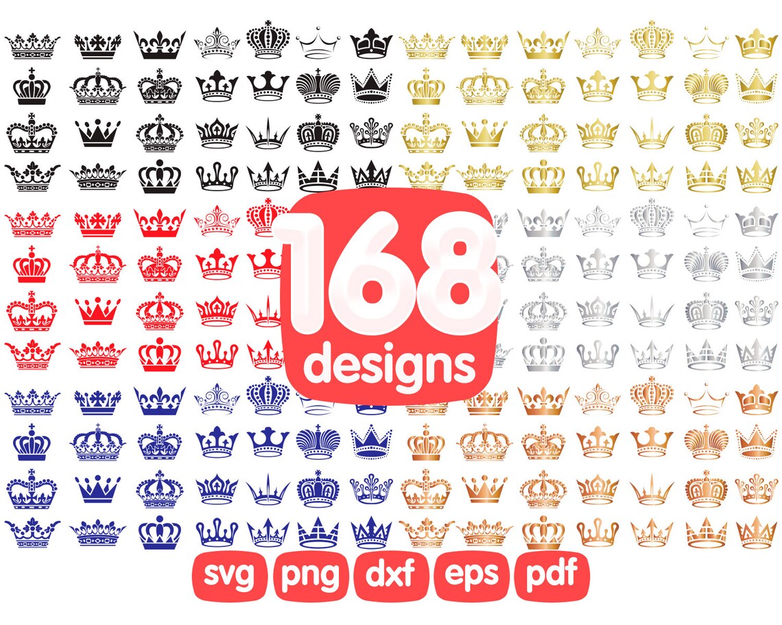 168 Crown Clipart Bundle Princess Crown Svg Crown | Etsy