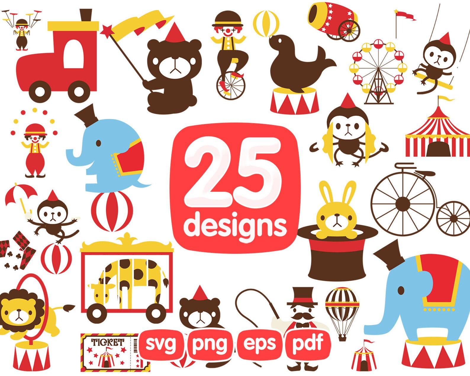 25 Circus Clipart Bundle, Cricut File, Digital Download, Scrapbooking ...