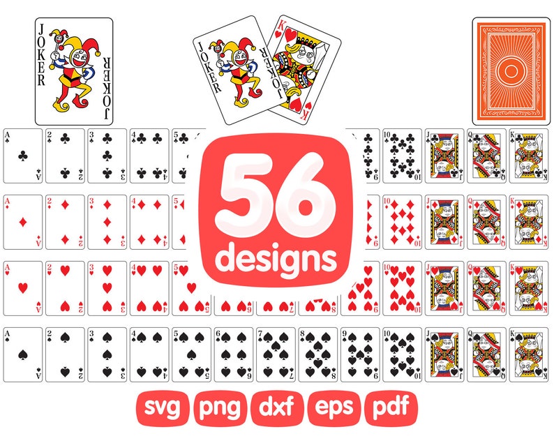 56 Playing Cards Clipart, Playing Cards Svg, Casino Clipart, Poker ...