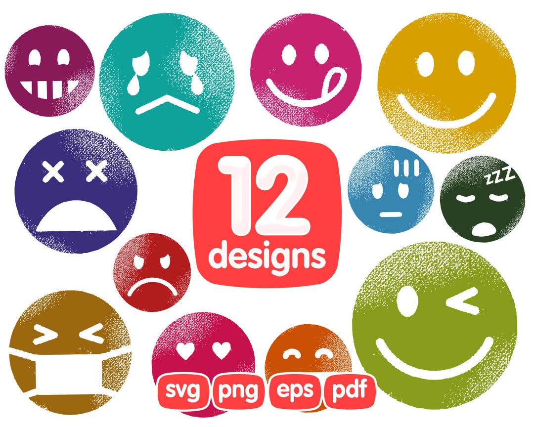 12 Emotion Clipart Bundle, Emoji Clipart, Smiles Clipart, Emotion ...
