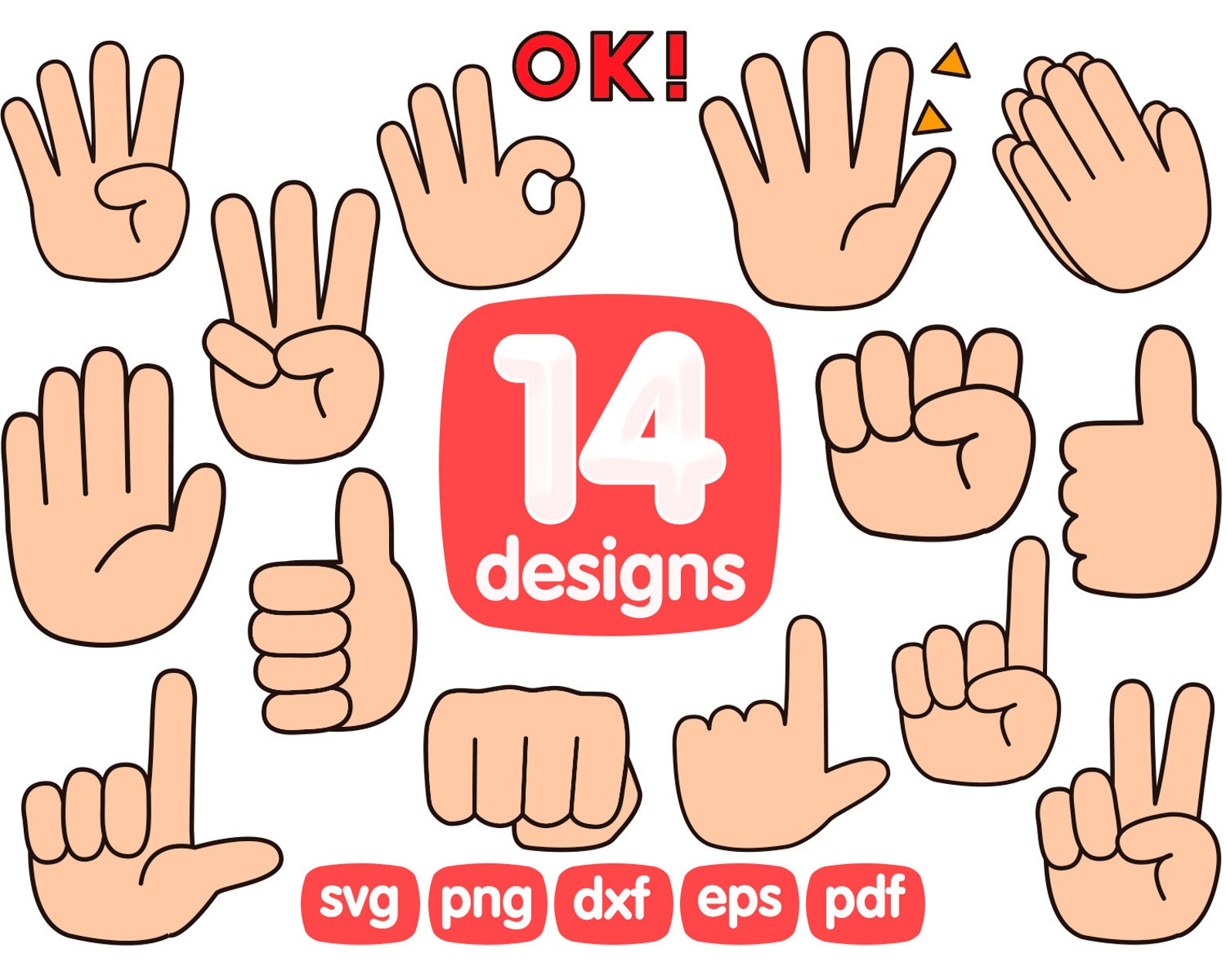 14 Finger Gestures Clipart Bundle, Sign Language Clipart, Hand Gestures ...