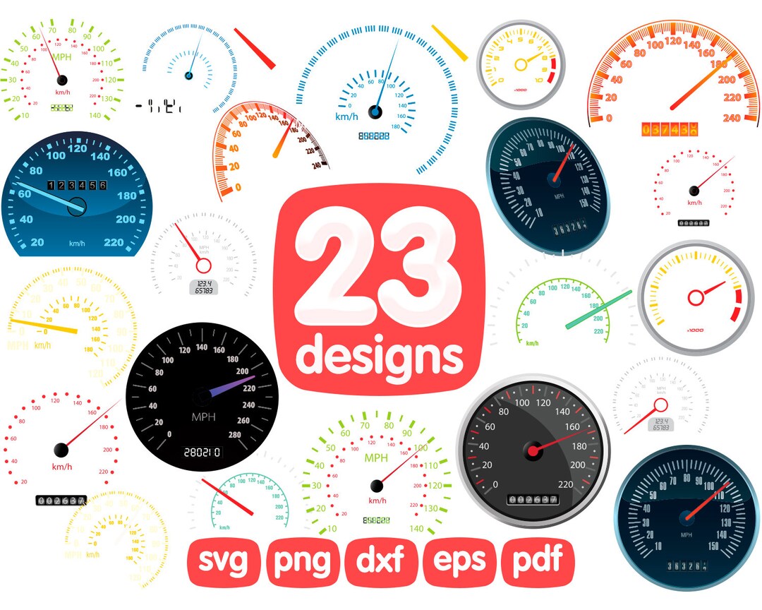 23 Speedometer Clipart Bundle, Racing Svg, Kilometer Svg, Speedometer ...