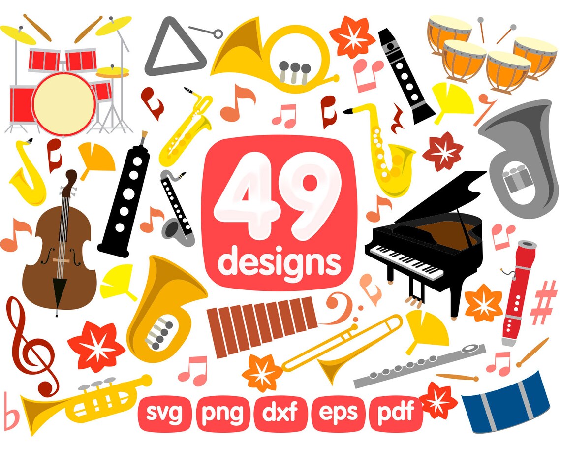 49 Music Instruments Clipart Bundle Guitar Clipart Violin | Etsy