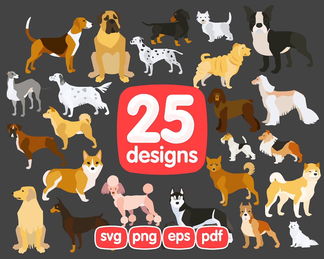 25 Cute Dog Clipart Bundle, Labrador Retrievers, French Bulldogs ...