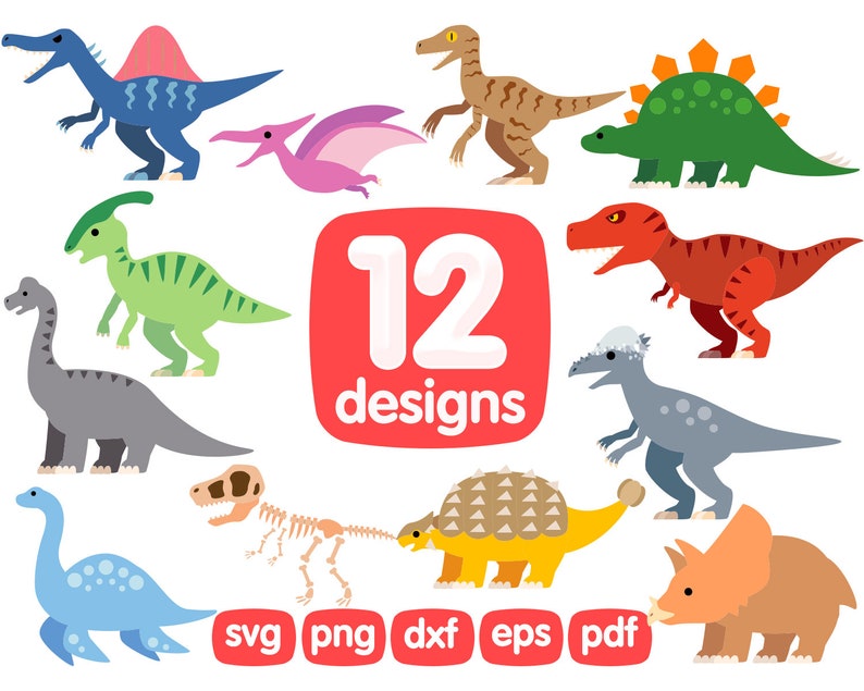 12 Dinosaurs Clipart Bundle Dino Clipart Jurassic Clipart - Etsy