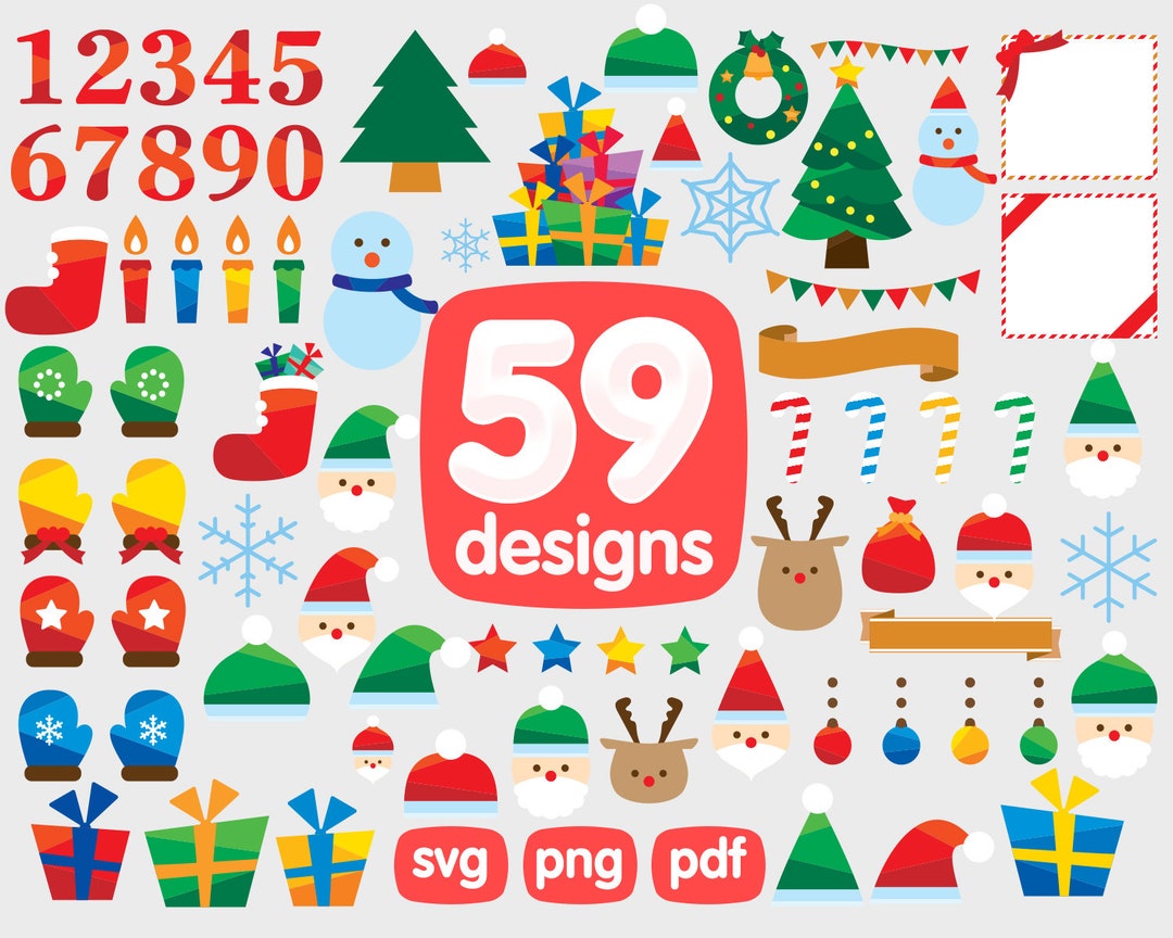 59 Christmas Clipart Bundle, Svg Png Pdf, Christmas Cliparts, Christmas ...