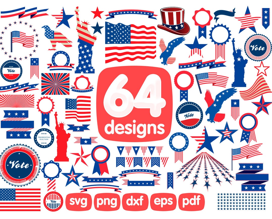 64 US Patriotic Clipart Bundle, USA Clipart, 4th of July Clipart ...