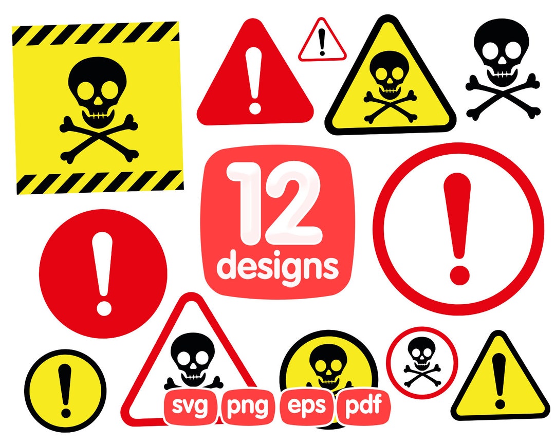 12 Danger Notice Mark Cliaprt Bundle, Danger Signs Clipart, Danger ...