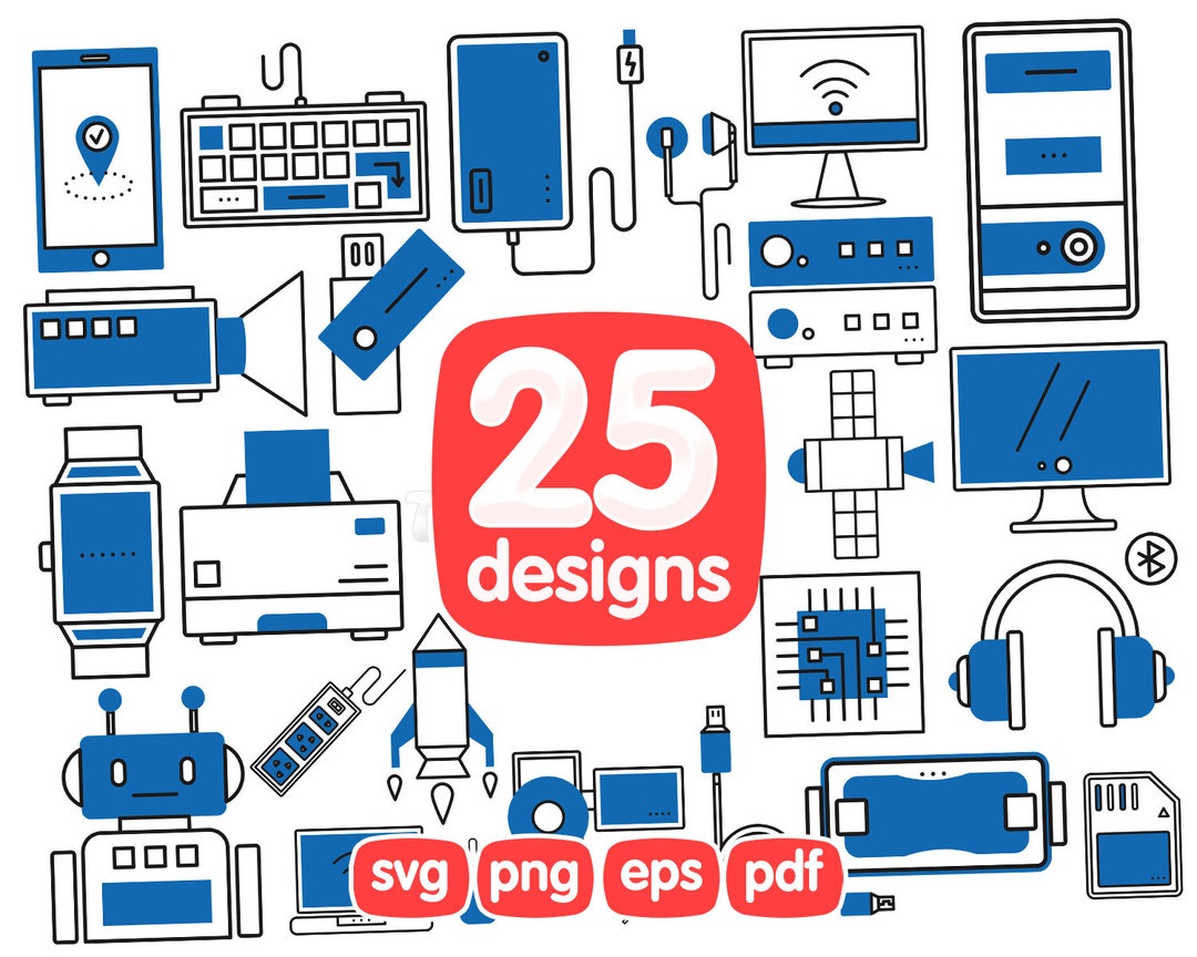 25 Technology Clipart Bundle, Technology Icons Svg - Etsy