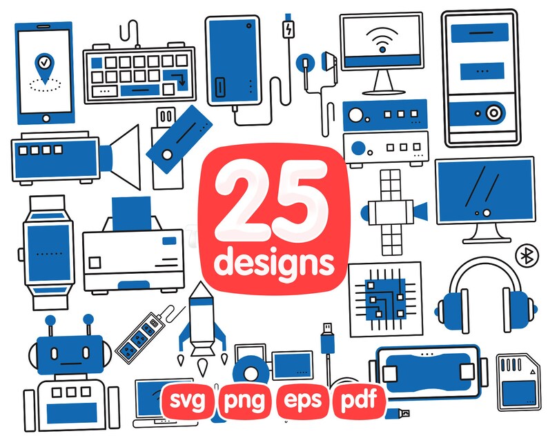 25 Technology Clipart Bundle Technology Icons Svg - Etsy