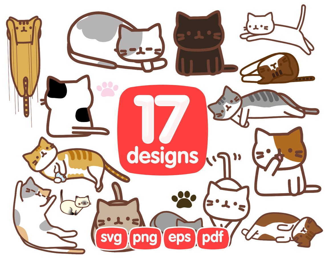 77 Cute Cat Clipart Bundle Cat Images Cat Printable Cat | Etsy