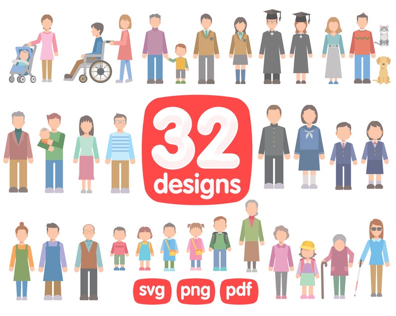 32 Family Clipart Bundle Dad Clipart Mom Clipart Family Cut - Etsy