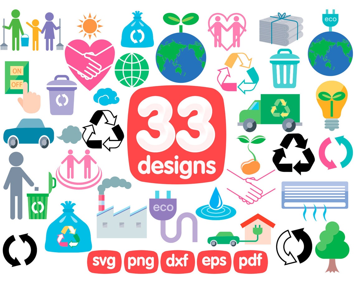 33 Eco Icons Clipart Bundle, Earth Day Clipart, Eco Friendly Clipart ...