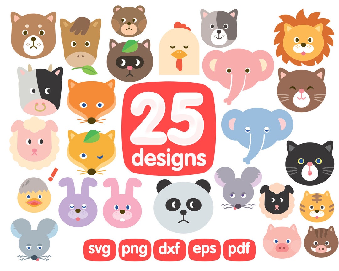 25 Animals Head Clipart Images, Chicken, Cat, Bear, Chick, Elephant ...
