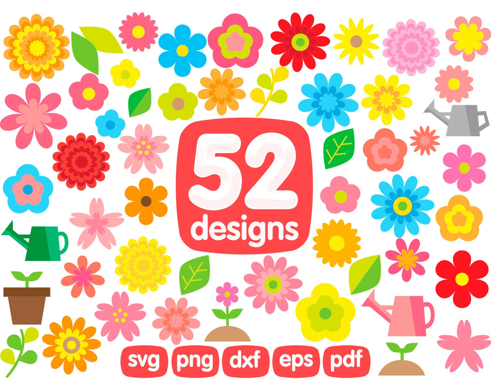 52 Flowers Clipart Bundle Paper Flower Clipart Floral - Etsy